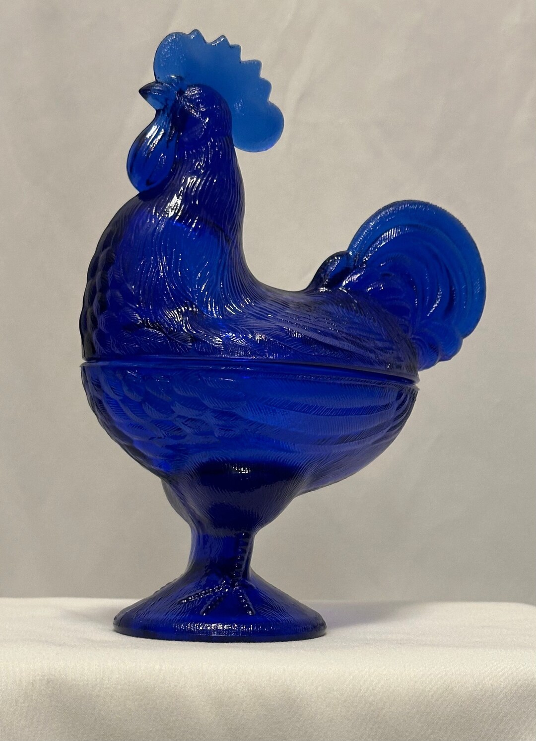 Vintage Cobalt Blue Rooster Candy Dish - Etsy