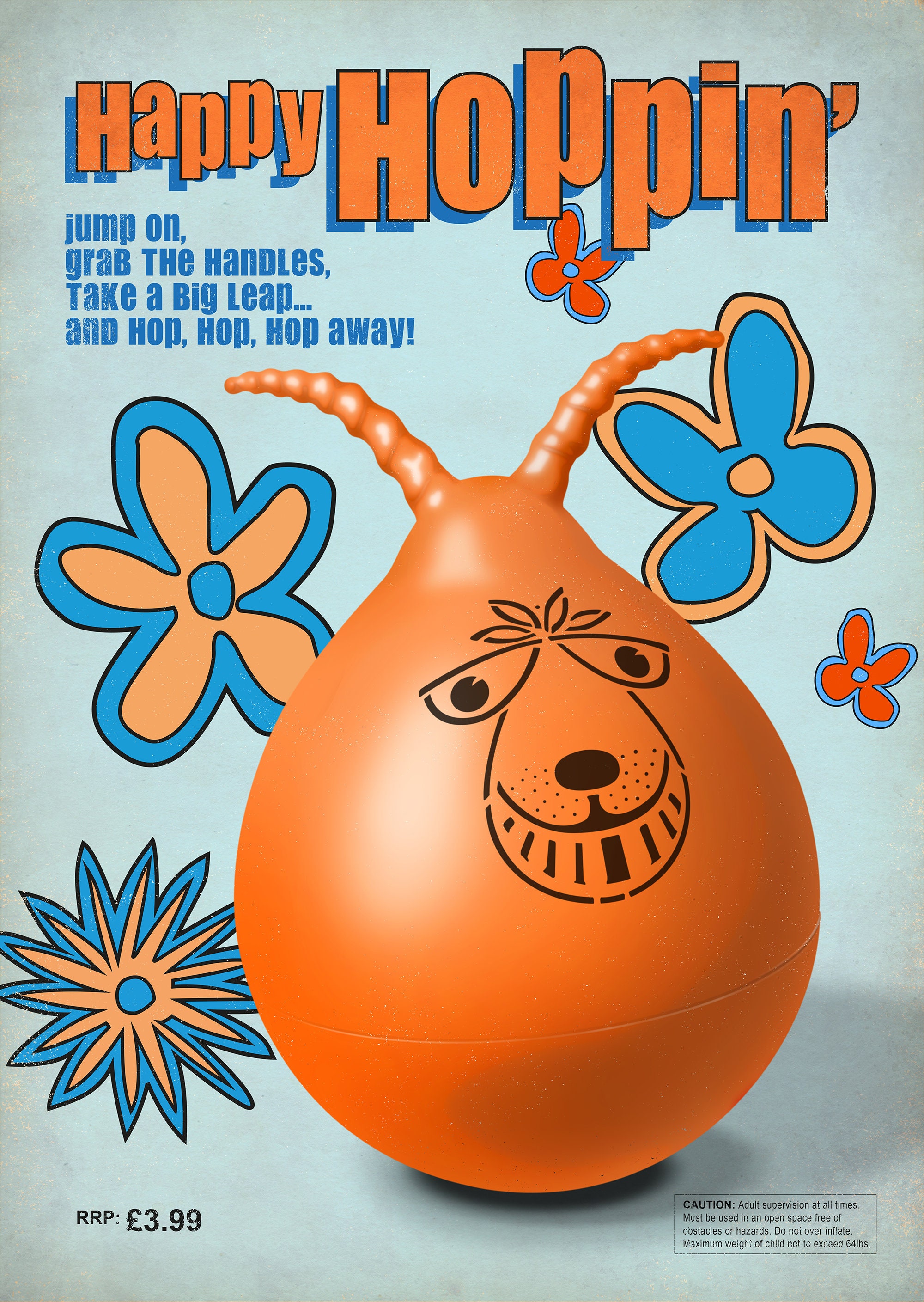 Vintage Advertising Poster: Space Hopper. 1970s Retro Style Poster Art ...