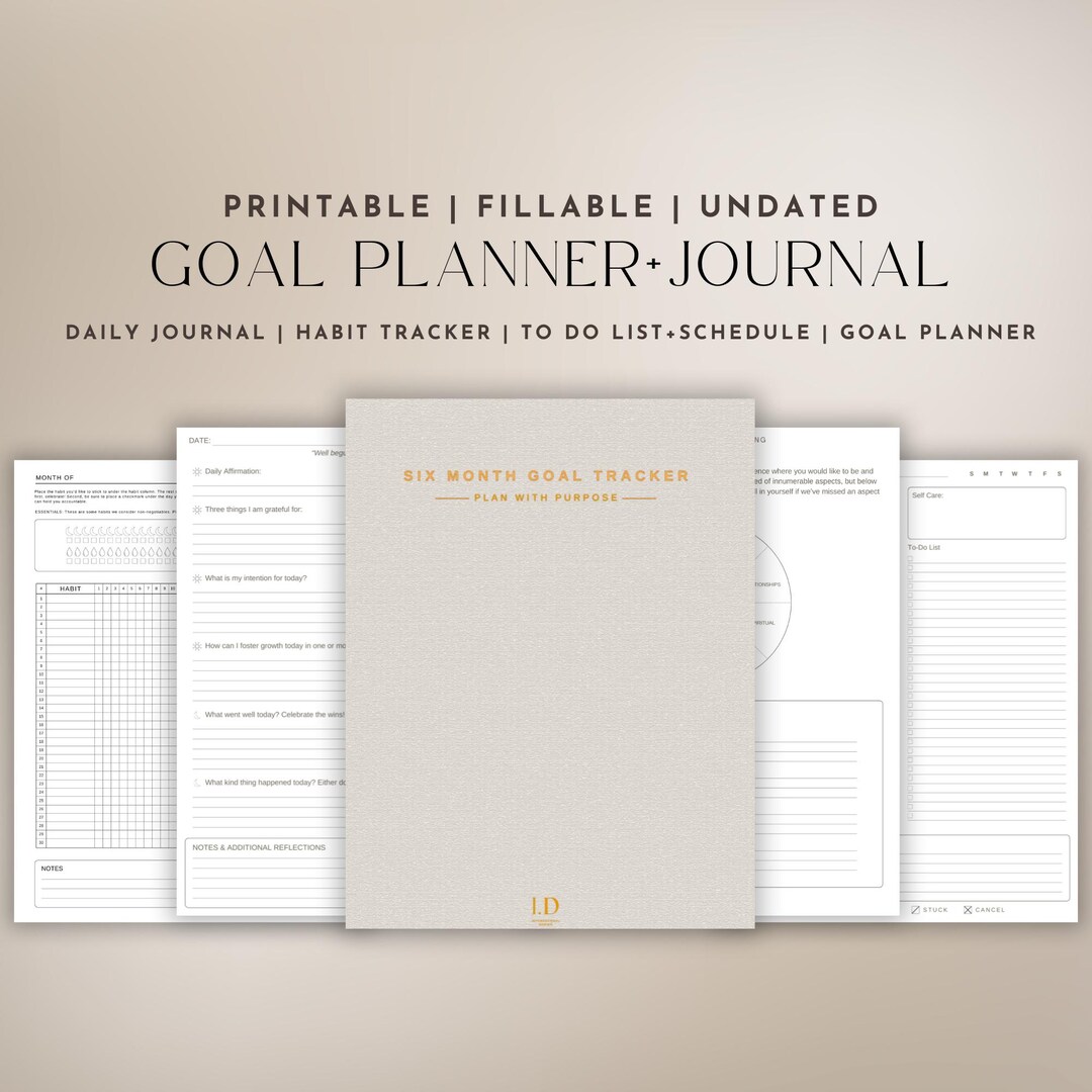 Goal Planner Monthly Habit Tracker Self Assessment Undated Printable ...