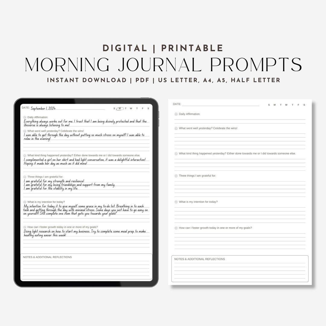 Morning Guided Journal Prompts for Mindfulness Routine for Mental ...