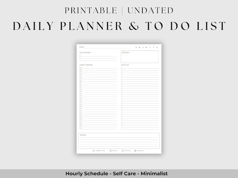 Minimalist To-do List & Daily Planner Printable 2025 Task Tracker ...