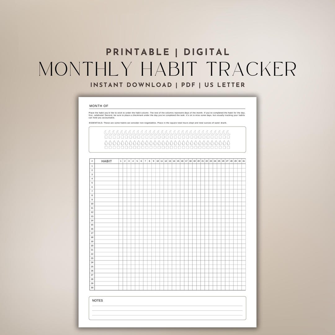 Minimalist Daily Habit Tracker | Printable Monthly Habit Tracker ...