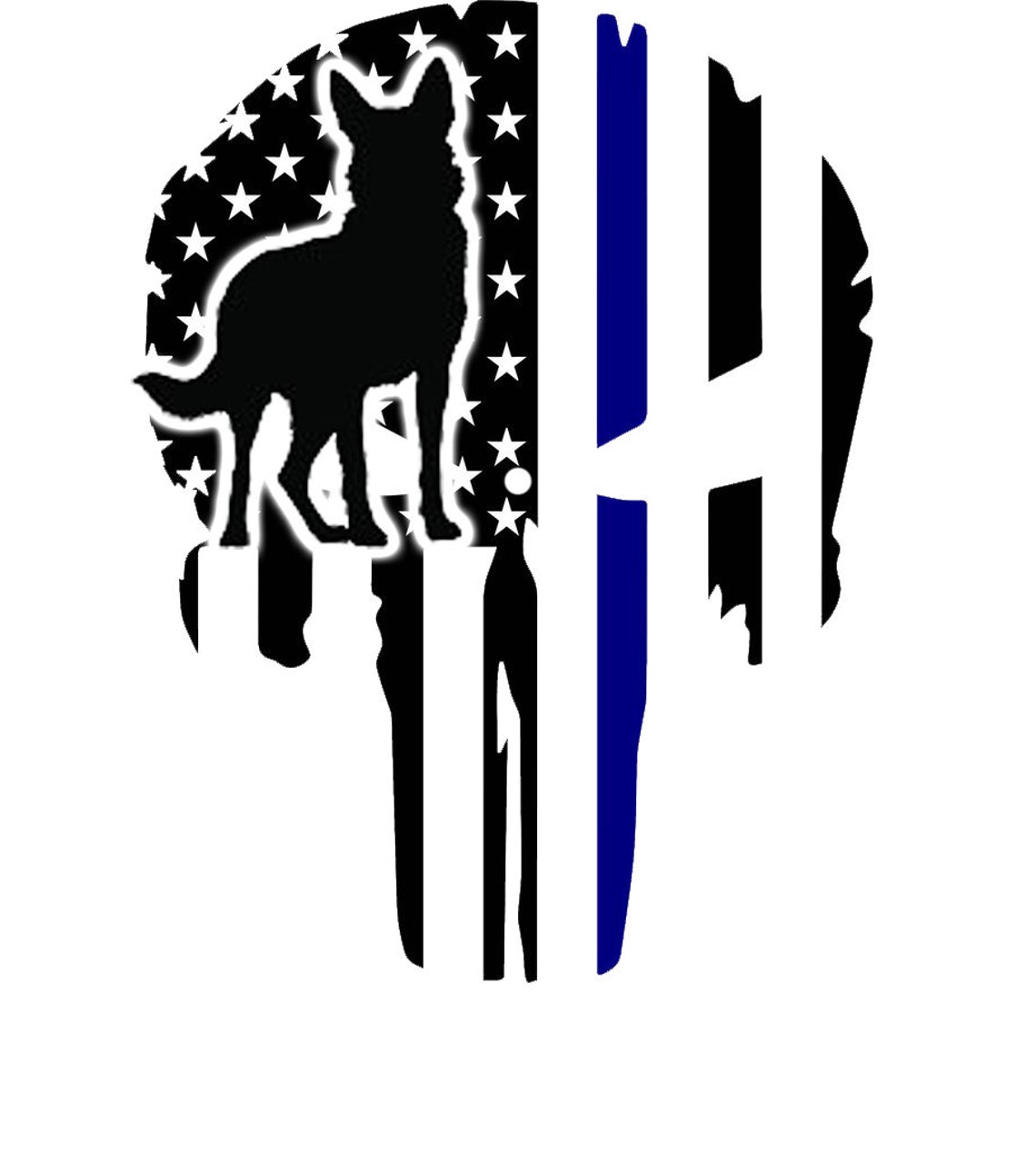 Punisher Police GSD K9 Thin Blue Line Decal | Etsy