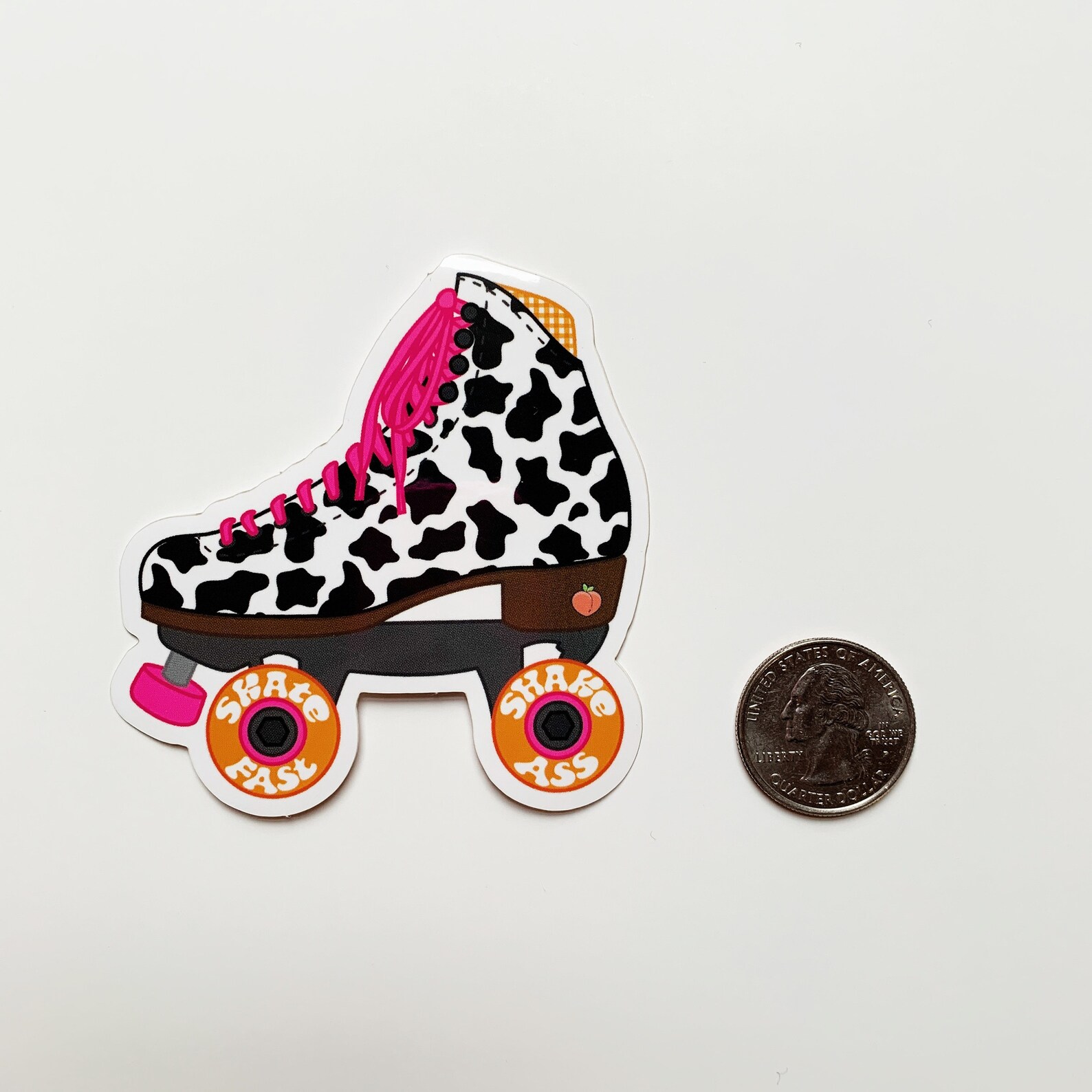 Roller Skate Sticker With Cow Print Skate Fast Shake Ass - Etsy