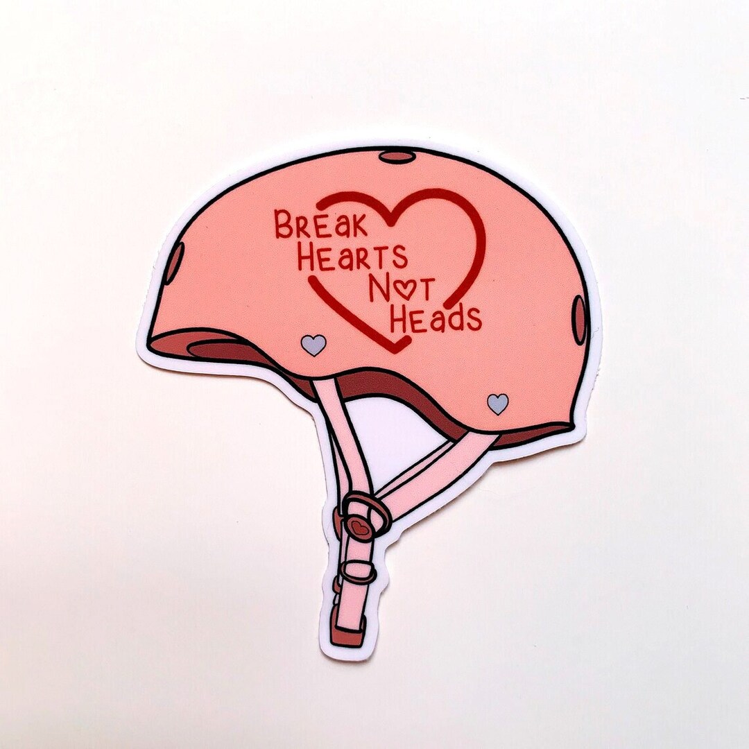 Break Hearts Not Heads Roller Skating casco De skate Pegatina de vinilo ...