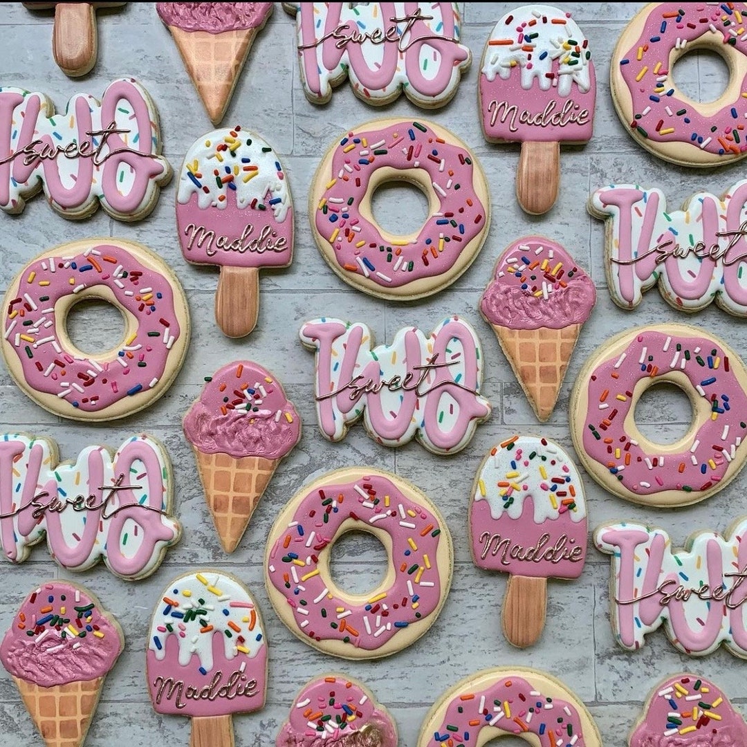Two Sweet & Donut Grow up Shortbread Cookies With Royal Icing ...