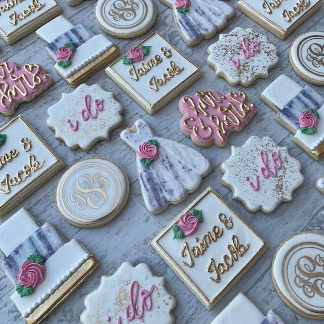 Elegant Wedding Shortbread Cookies | Custom Wedding Cookies | Bridal ...