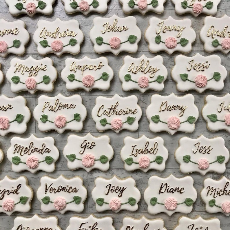 Personalized Floral Name Cookies | Custom Wedding Place Cards ...