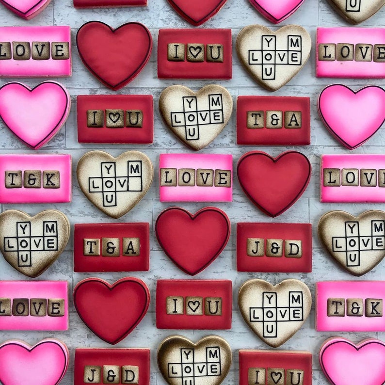 Scrabble Valentine's Day Shortbread Cookies With Royal Icing - Etsy