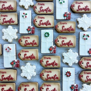 Christmas Name Gift Tag Santa Snowflake Front Door Shortbread Cookies ...