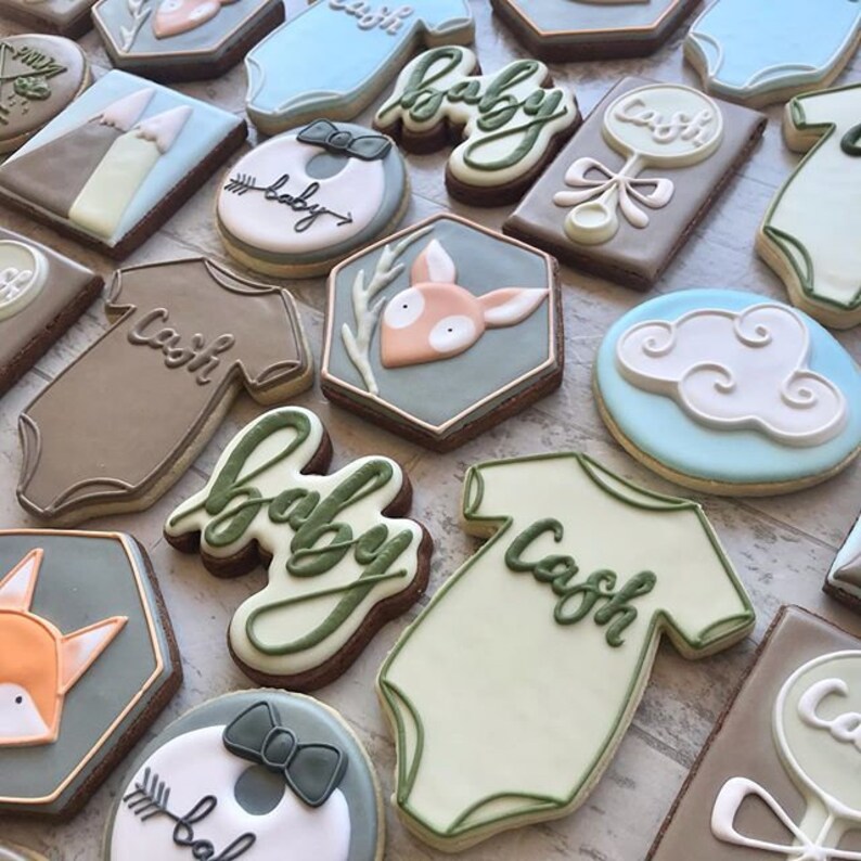 Woodland Baby Animals Nature Baptism Shortbread Cookies with | Etsy