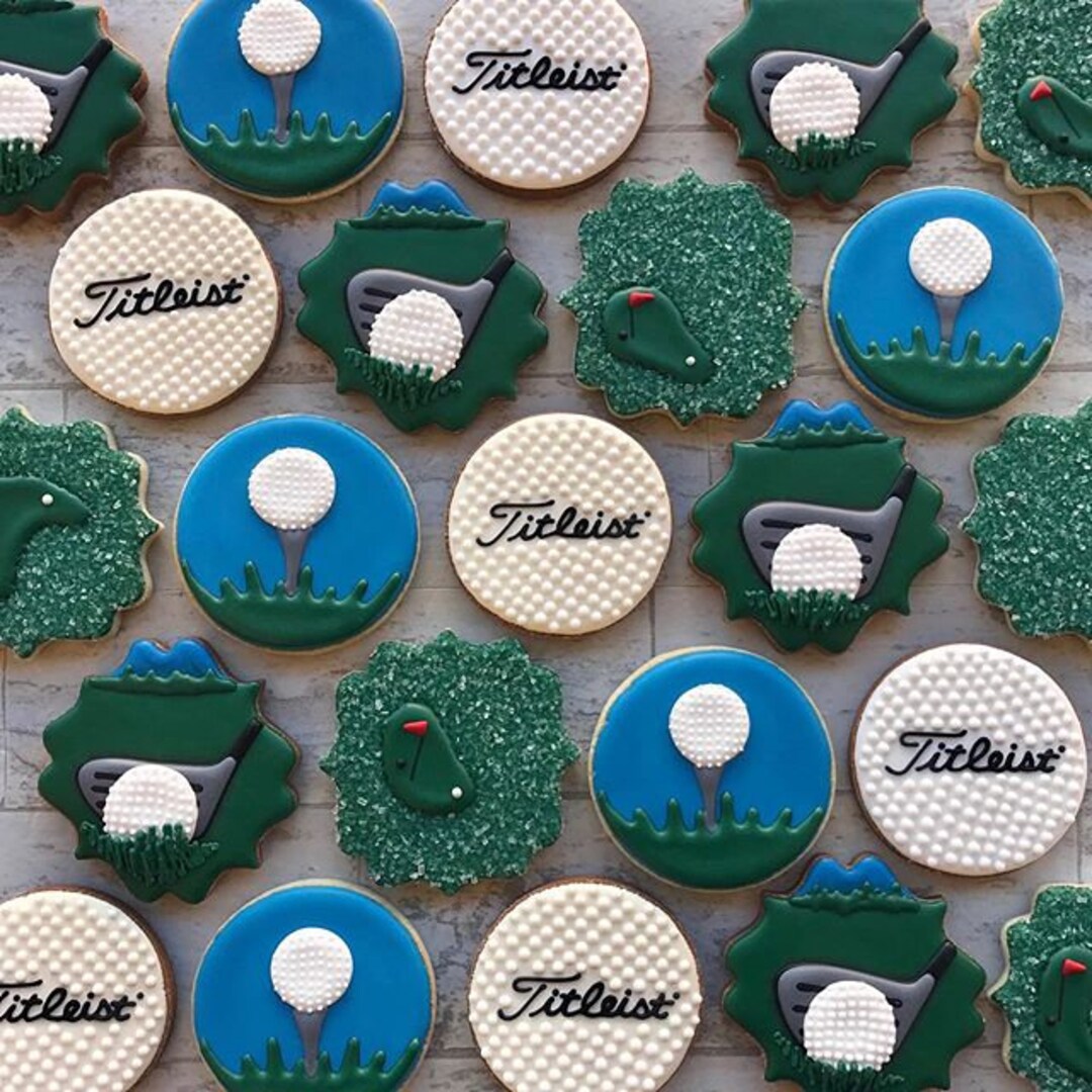 Golf Green & Gold Ball Shortbread Cookies With Royal Icing - Etsy