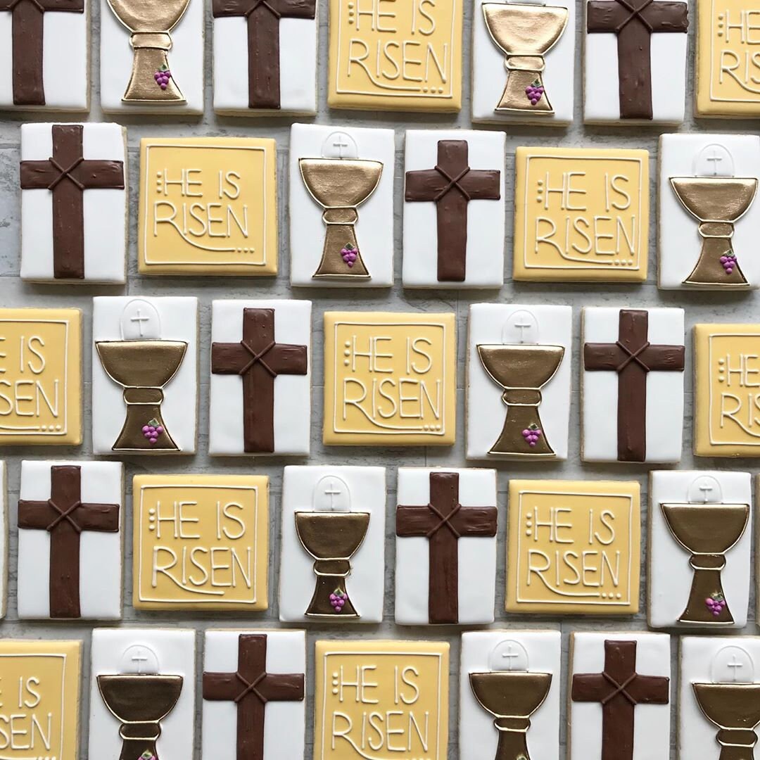 Easter Cross HE IS RISEN Shortbread Cookies With Royal Icing - Etsy
