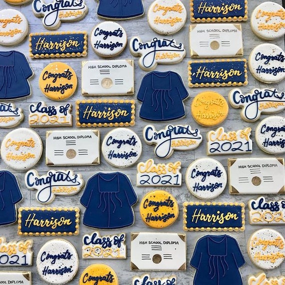 Graduation Highschool College Shortbread Cookies Decorated - Etsy