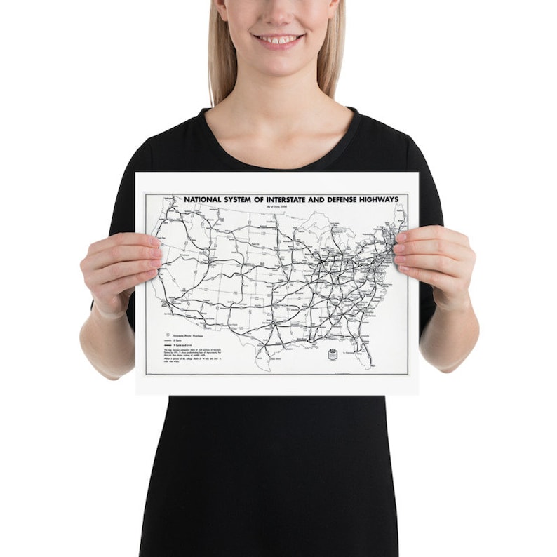 United States System of Interstate Highways Map - 1958 - Etsy