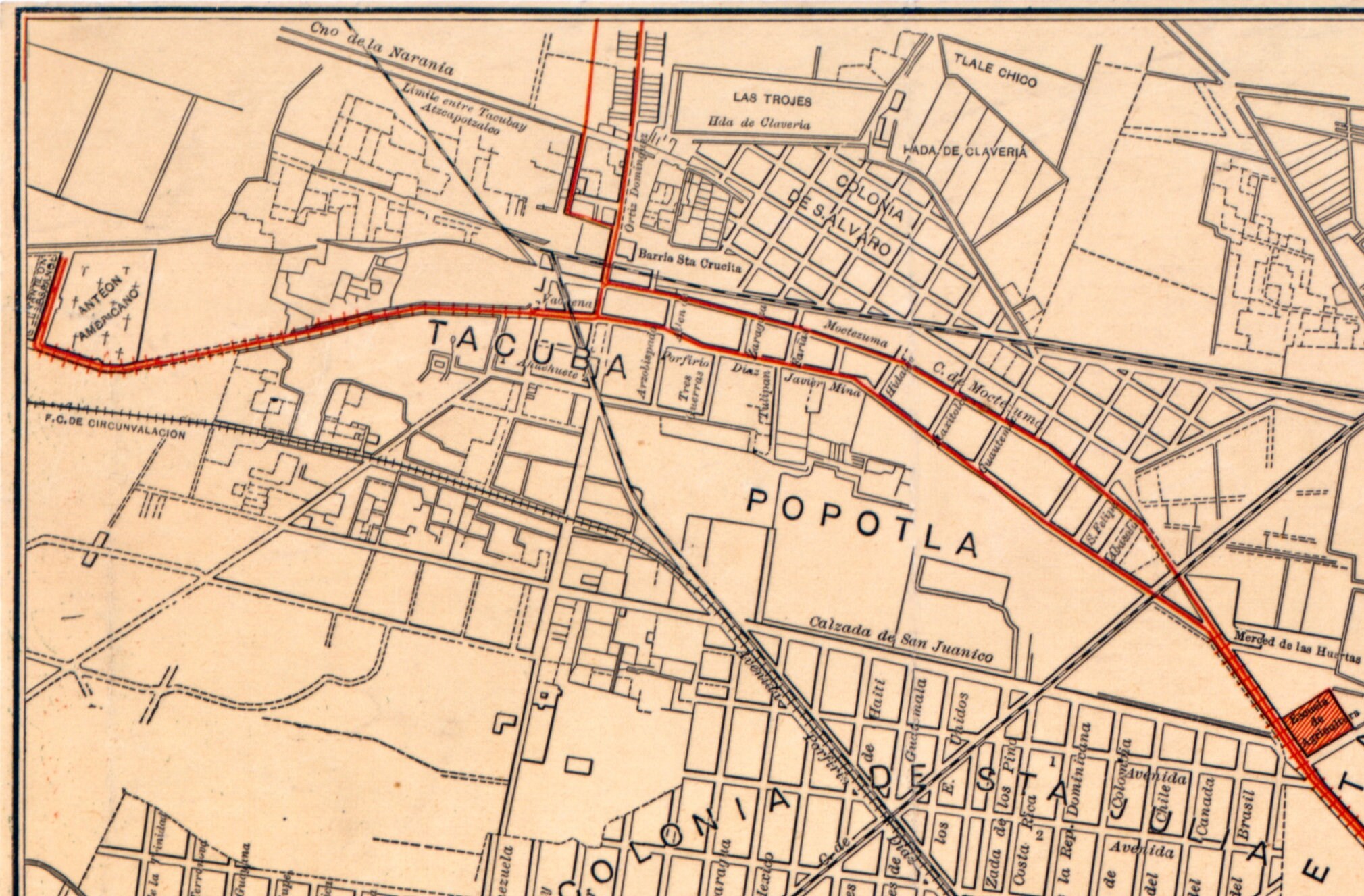 Mexico City Transit Map - 1910's - Etsy