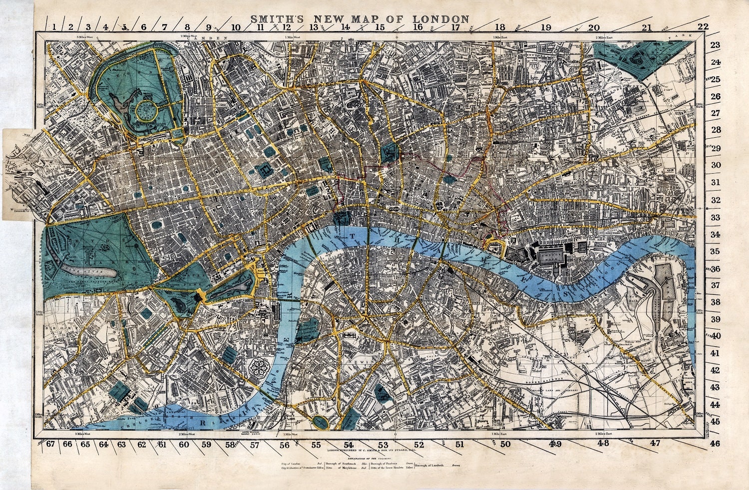 London, England Map - 1860 - Etsy