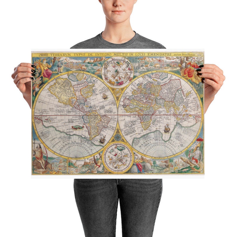 Orbis Terrarum Old World Map 1594 - Etsy