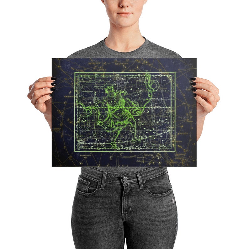 Ophiuchus & Serpens Greek Mythology Star Map - Etsy