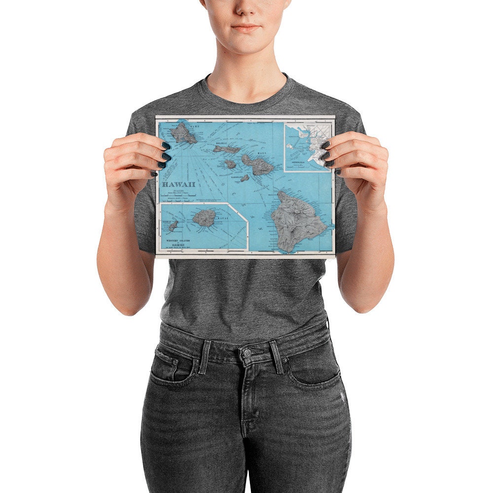 Hawaii Map Travel Poster - 1898 - Etsy