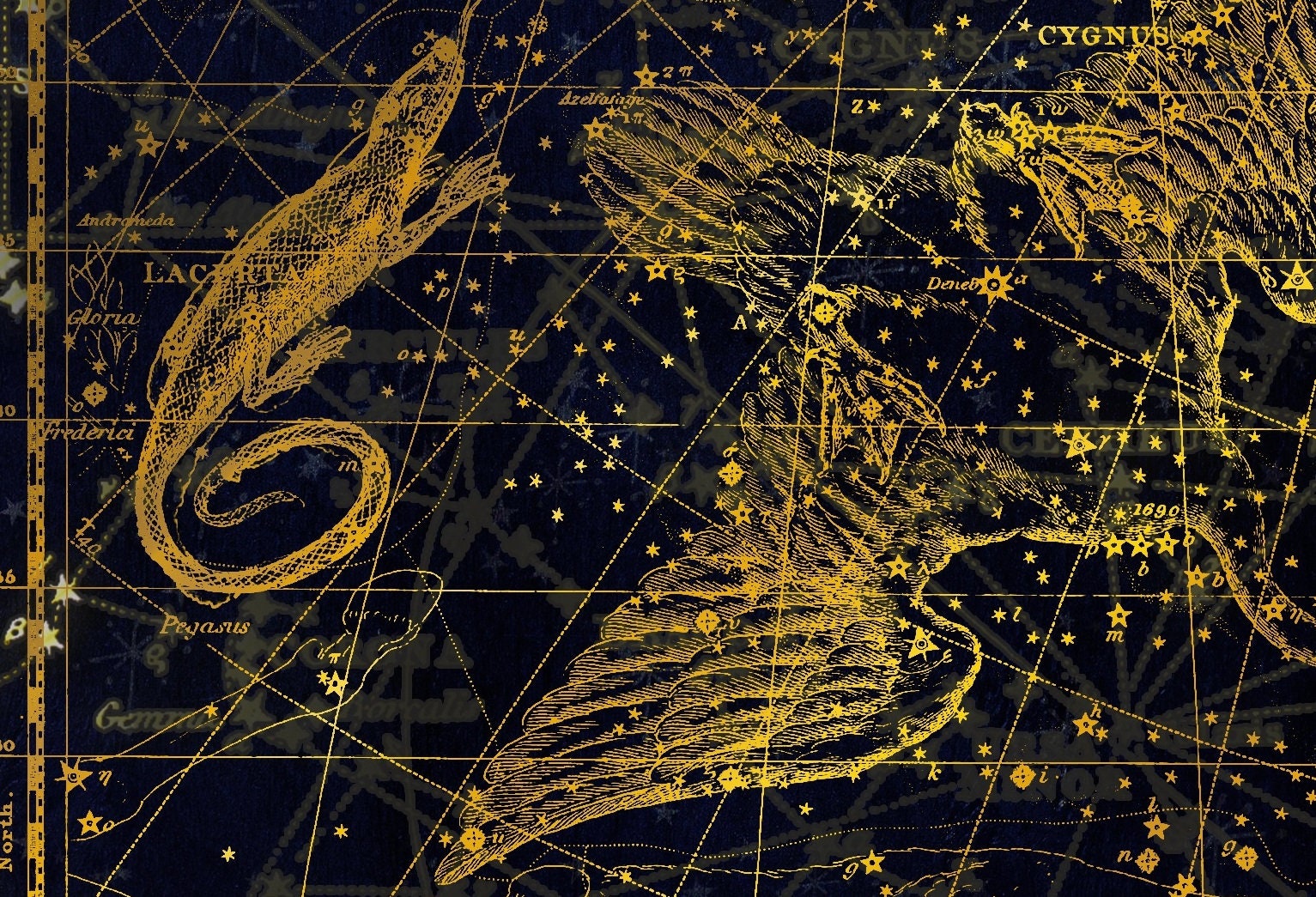 Greek Mythology Star Map - Cygnus & Lyra - Etsy