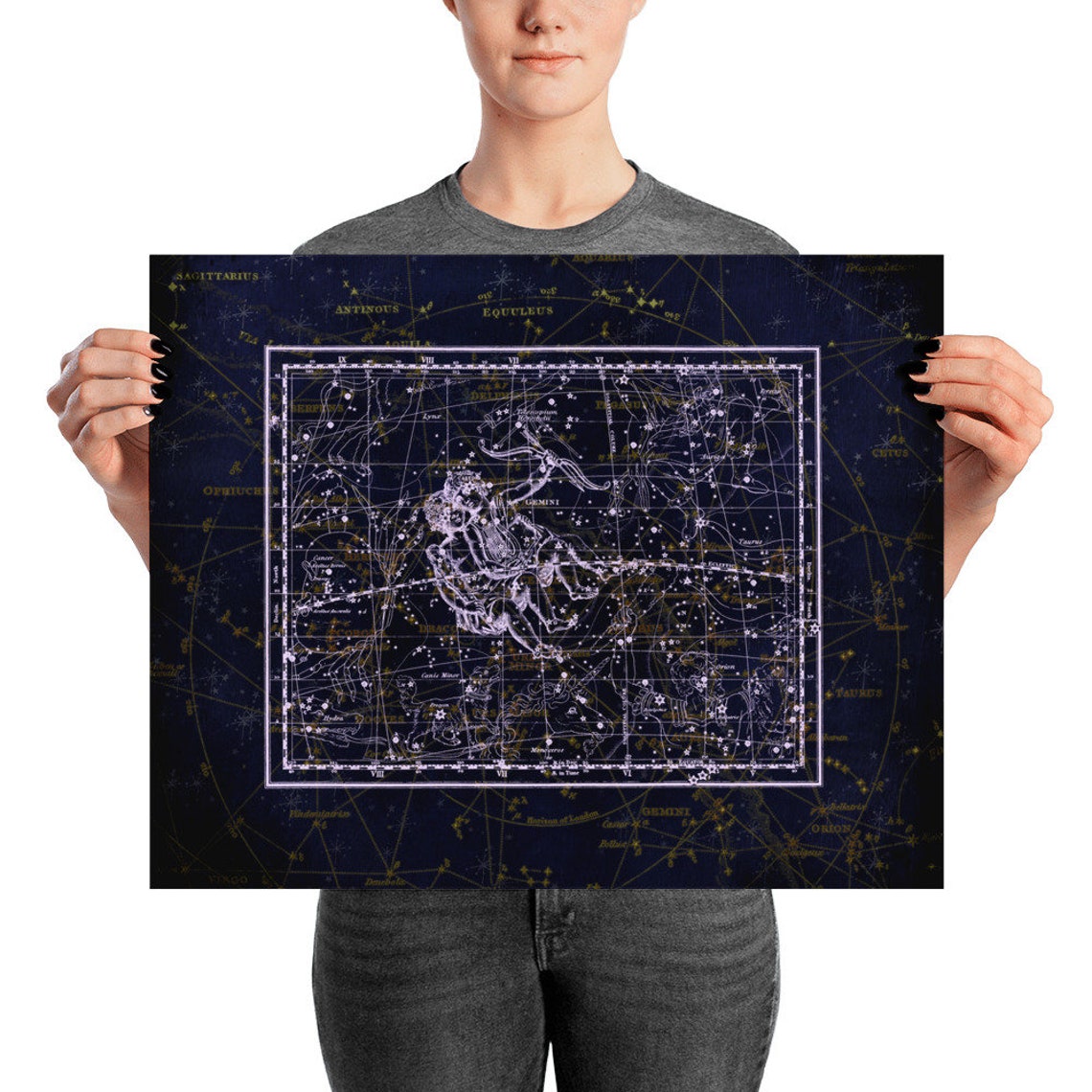 Gemini Greek Mythology Star Chart - Etsy