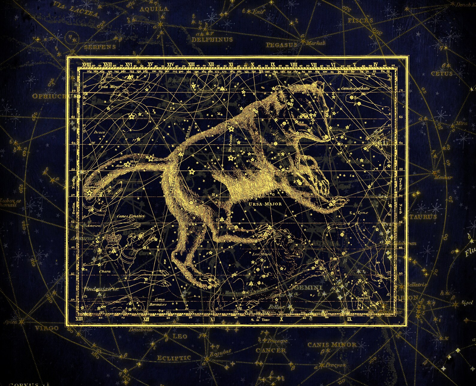 Ursa Major - Greek Mythology Star Map - Etsy