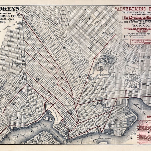 Brooklyn Street Map - Etsy