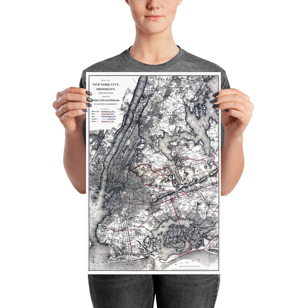 New York City and Brooklyn Railroads Map - 1885 - Etsy