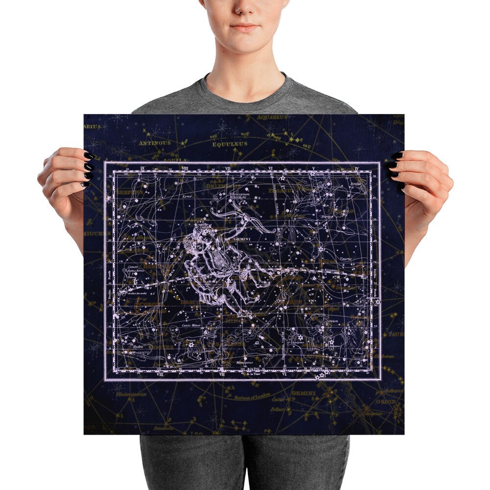 Gemini Greek Mythology Star Chart - Etsy