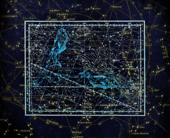 Pisces Greek Mythology Star Map | Etsy