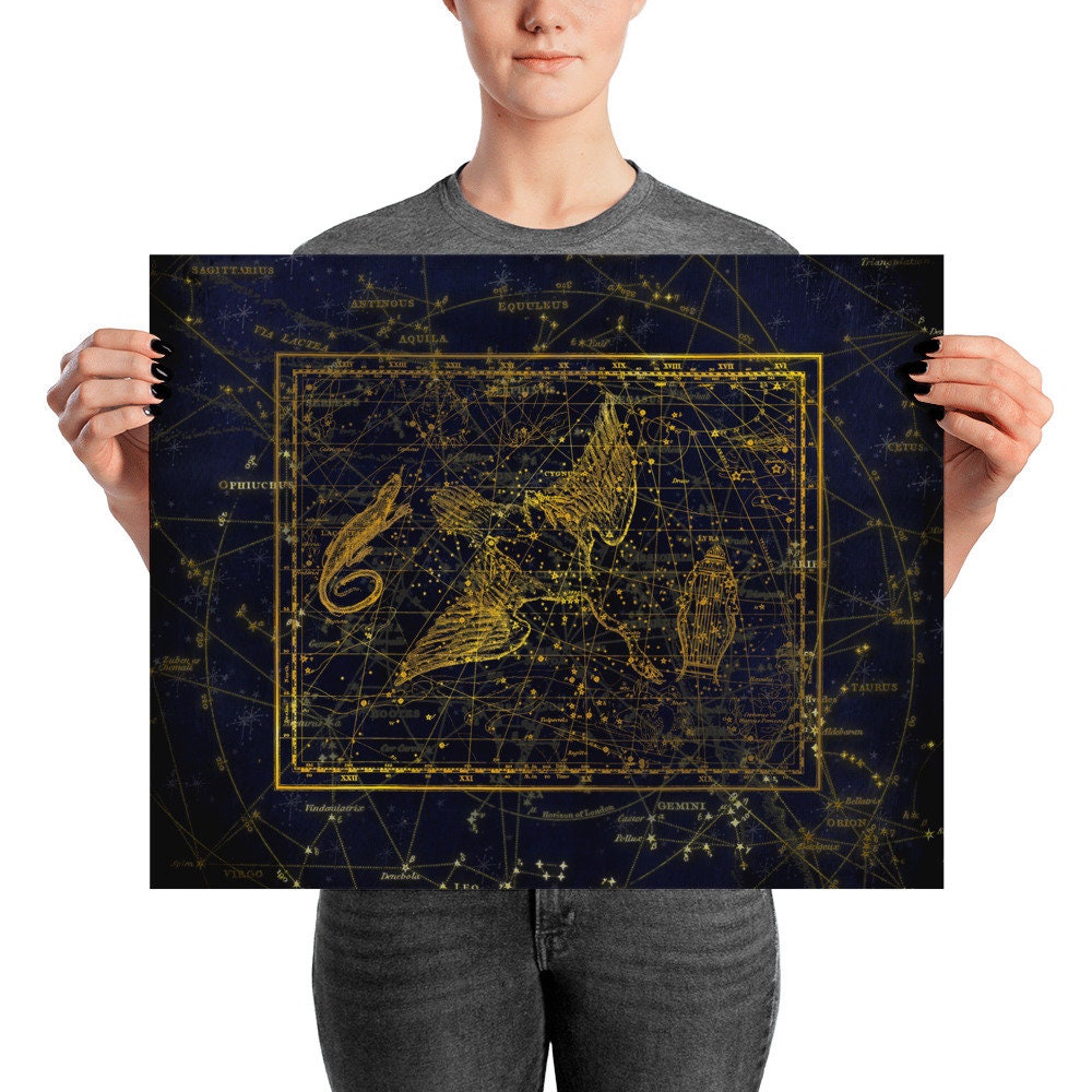 Greek Mythology Star Map Cygnus & Lyra - Etsy