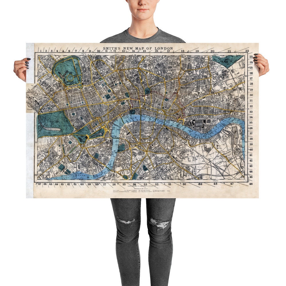 London, England Map - 1860 - Etsy