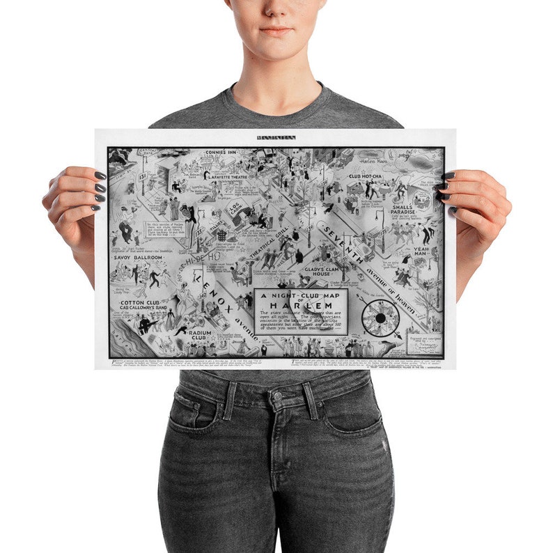 Harlem Nightlife New York City Picture Map - Etsy