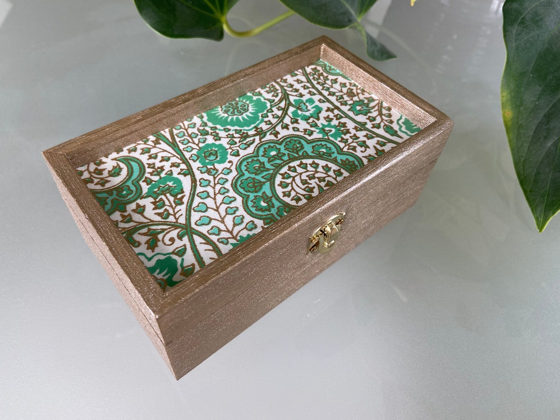 Hand painted Jewelry box with hand-made paper top design | Etsy