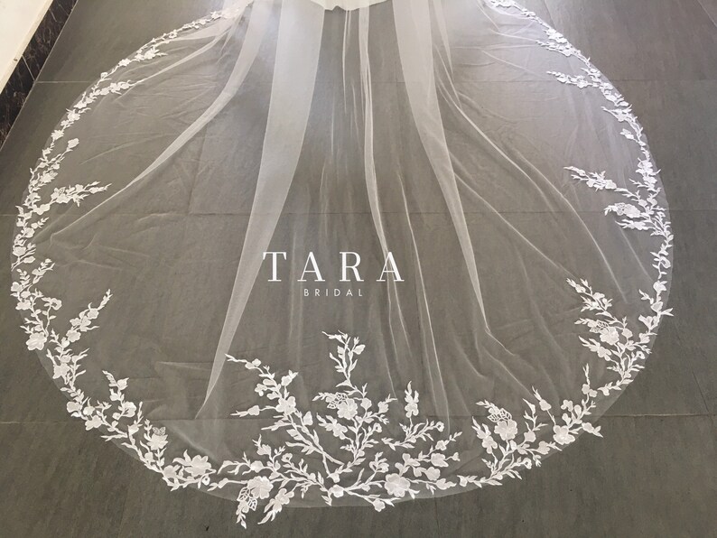 ANNA Drop Royal Floral Cathedral Veil/floral Cathedral Veil/ | Etsy