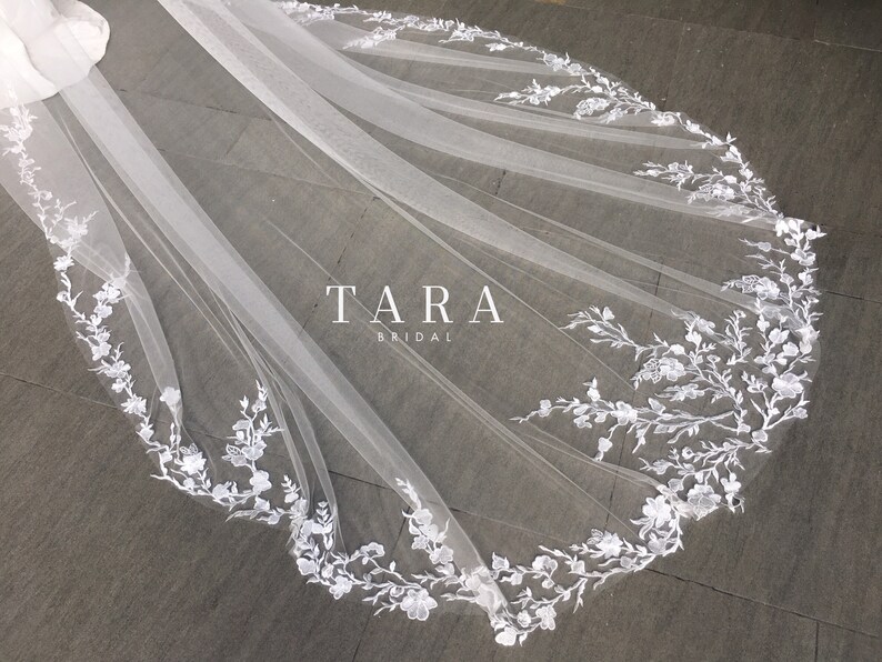 ANNA Drop Royal Floral Cathedral Veil/floral Cathedral Veil/ - Etsy