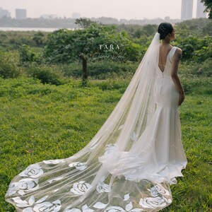 OSCAR Cathedral Embroidery 3D Roses Veil/ Custom Veil/ Cathedral Wedding Veil/ Wedding Veil ...