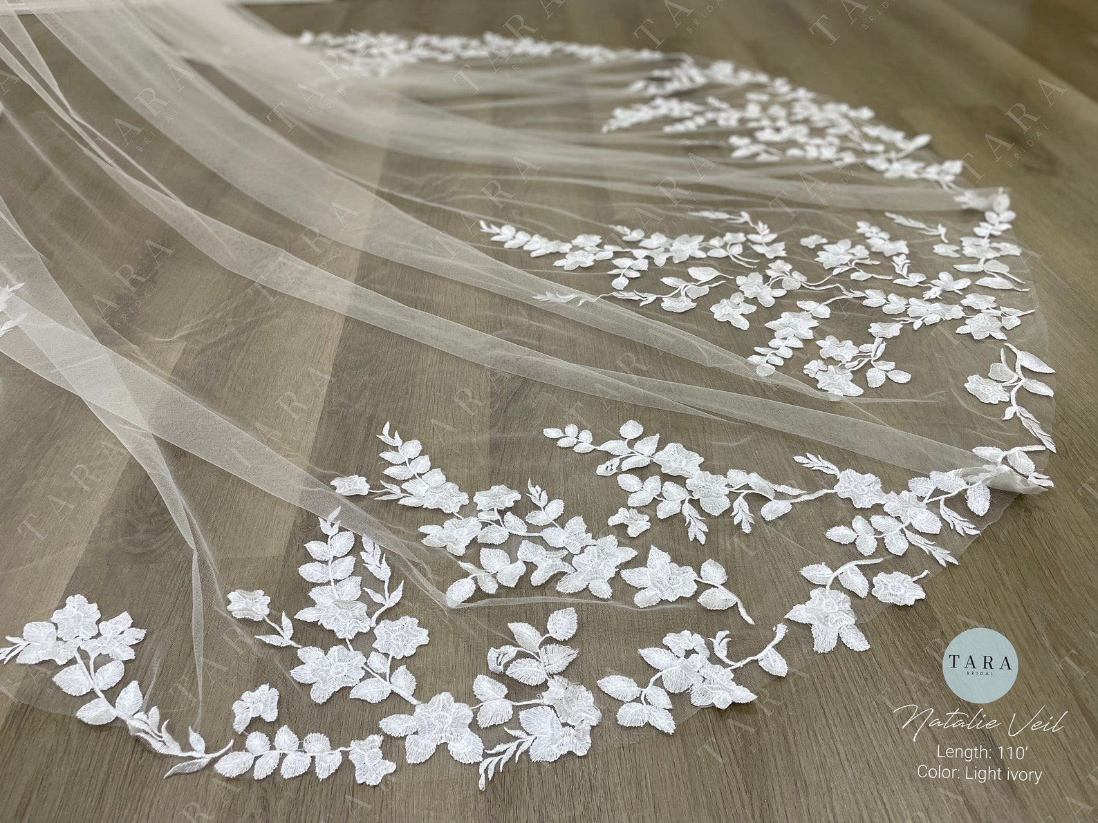 NATALIE TA.V037/ Stunning Floral Cathedral Veil/ Custom - Etsy