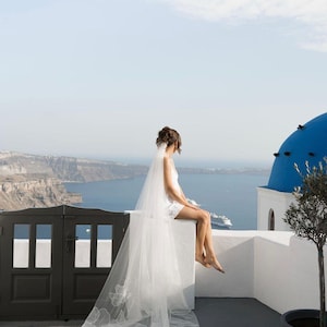 LILLY /chapel Organza Floral Veil/ Custom Veil/ Chapel Wedding Veil ...