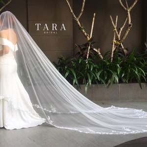 ANNA Drop Royal Floral Cathedral Veil/floral Cathedral Veil/ Floral ...