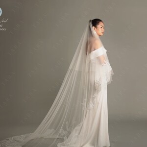 ROSIE Drop Chapel Organza Floral Veil/ Custom Veil/ Chapel - Etsy