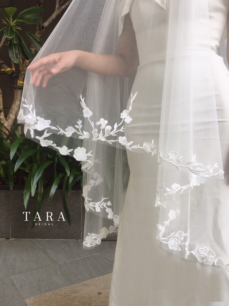 ANNA Drop Royal Floral Cathedral Veil/floral Cathedral Veil/ | Etsy