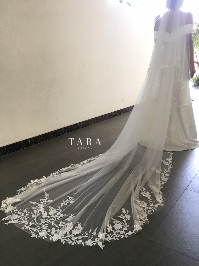 ANNA Drop Royal Floral Cathedral Veil/floral Cathedral Veil/ | Etsy