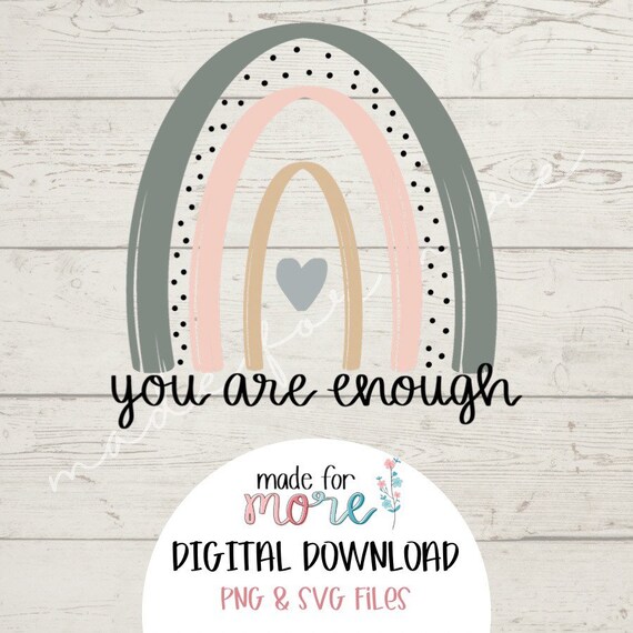 You Are Enough Boho Rainbow Hand-drawn DIGITAL File Digital - Etsy