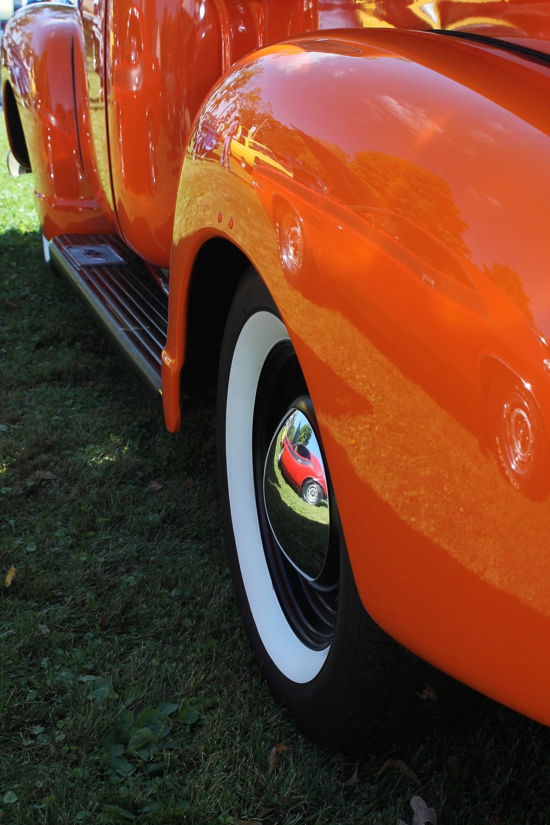 Orange Chevrolet Pickup Truck With Lots of Chrome and Big Whitewalls ...