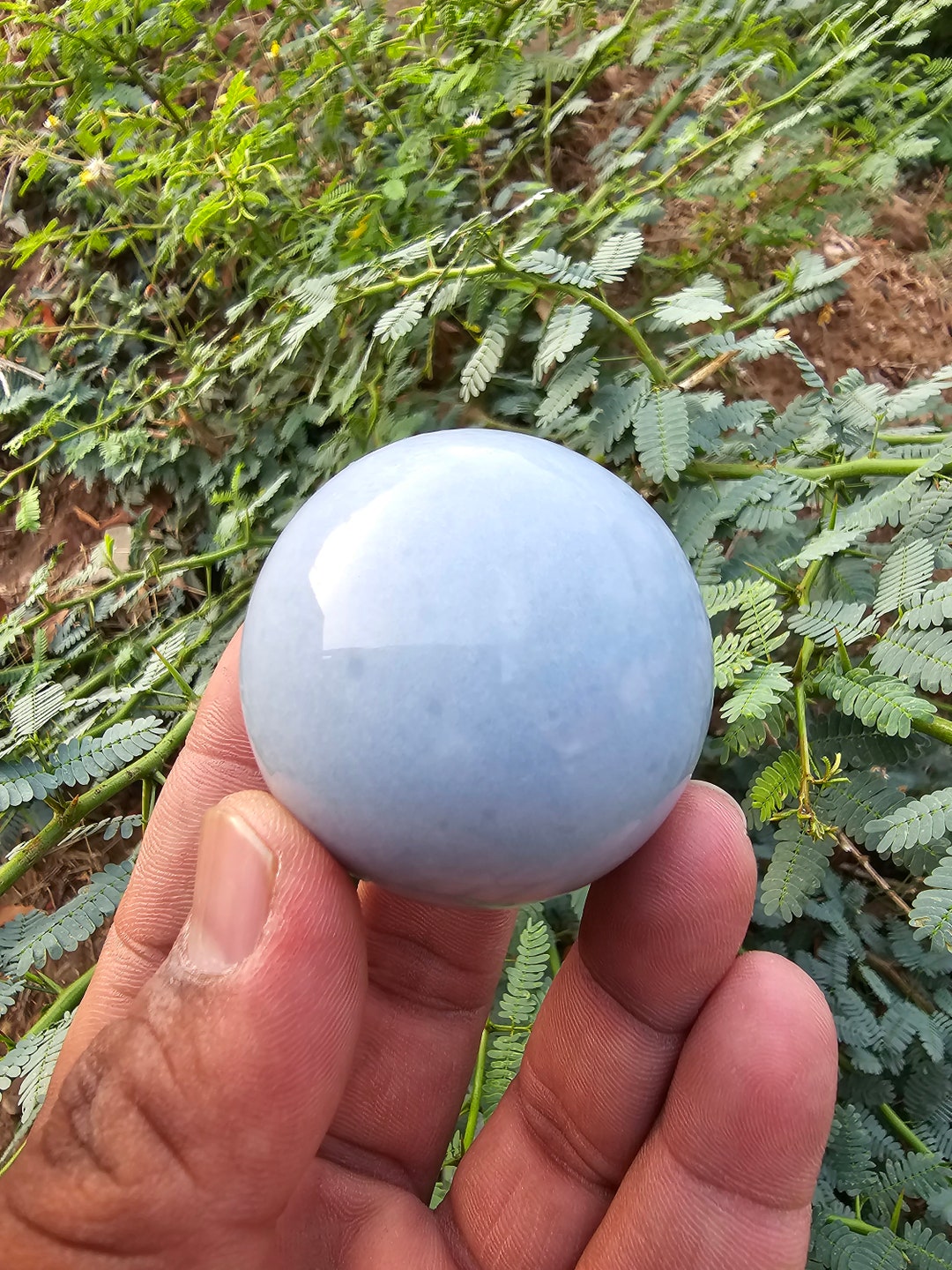 Angelite Sphere 50-55 Mm Approx Size, Beautiful Gemstone Sphere, Grmstoe Ball,home Decor ...