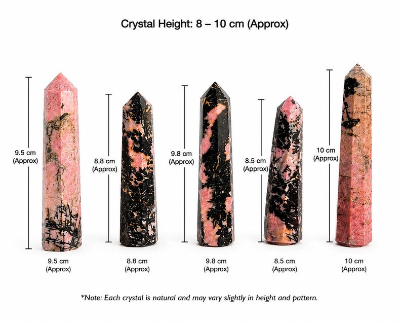 Rhodonite Crystal Obelisk Tower - Unique Healing Gemstone Decor - Etsy