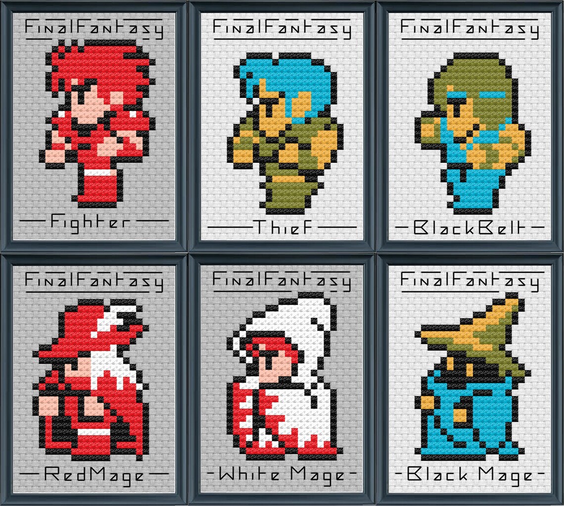 Final Fantasy THE ORIGINAL SIX Cross Stitch Keychain Pattern - Etsy