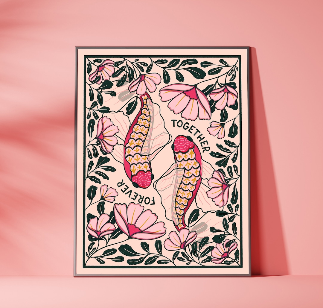 Together Forever Koi Fish Art Print - Etsy